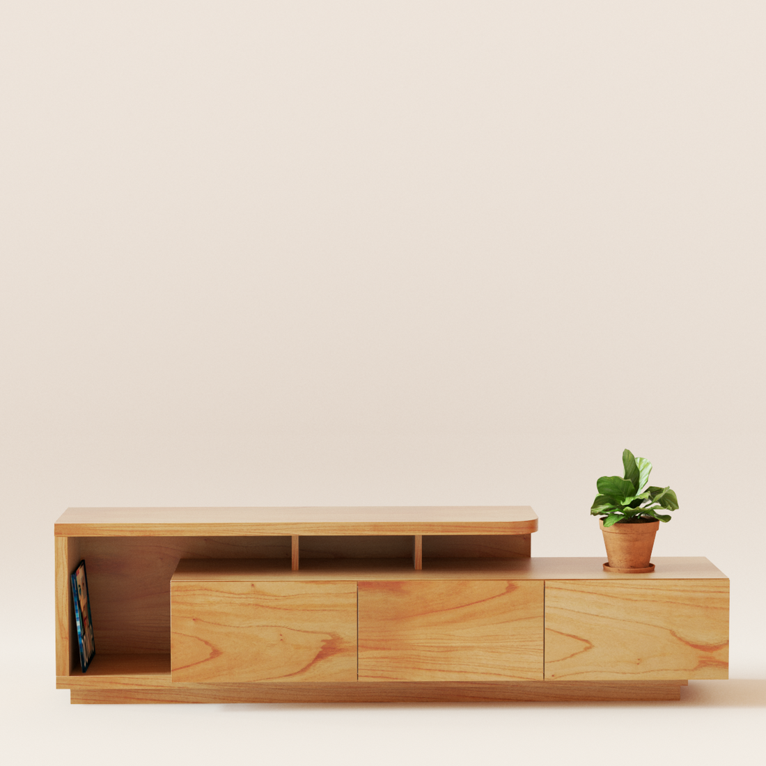 Rack tv combinado 200cm madera Paraiso y MDF laqueado blanco tv 50 ...